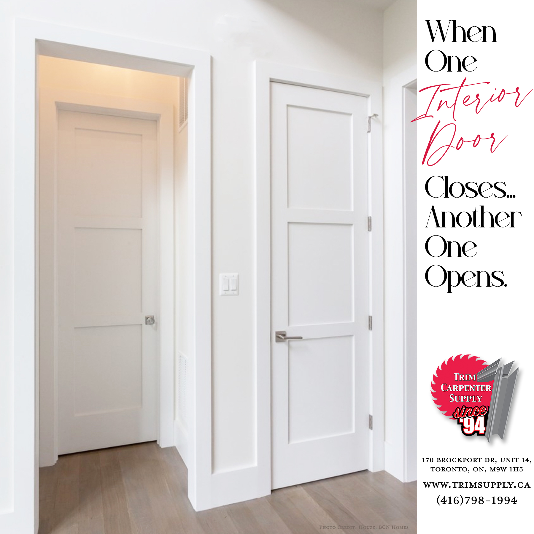 Stylish & Durable Interior Doors in Toronto | Trim Carpenter Supply